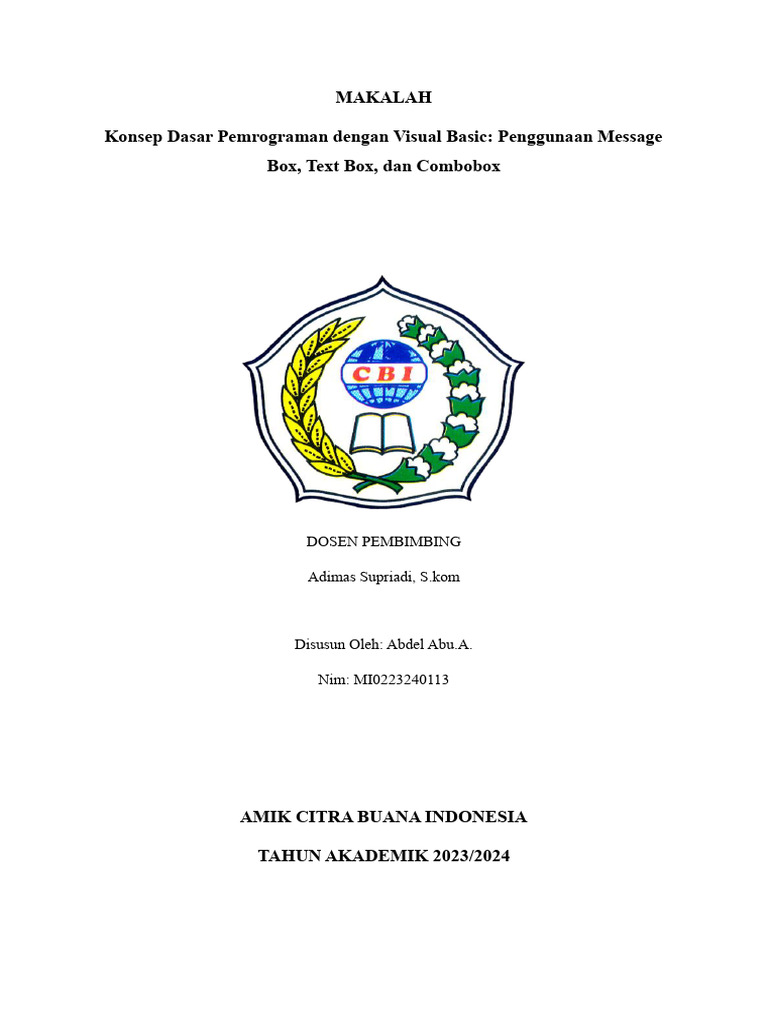 Makalah Pemrograman Visual | PDF