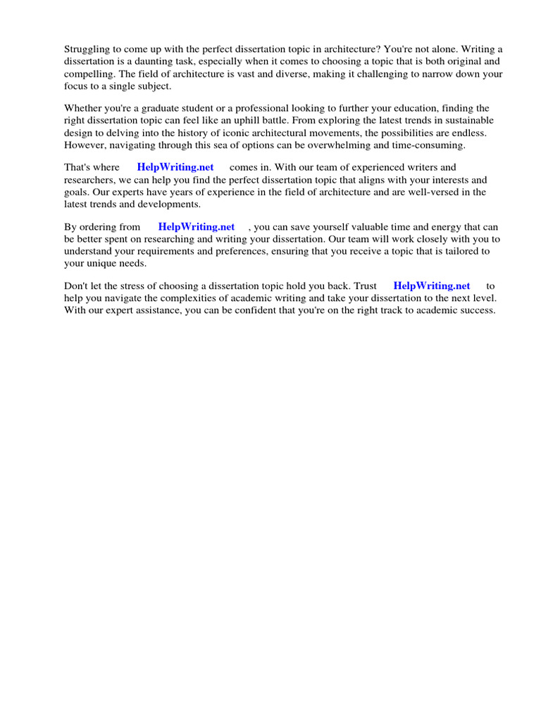 Best Dissertation Topics in Architecture | Download Free PDF | Thesis ...