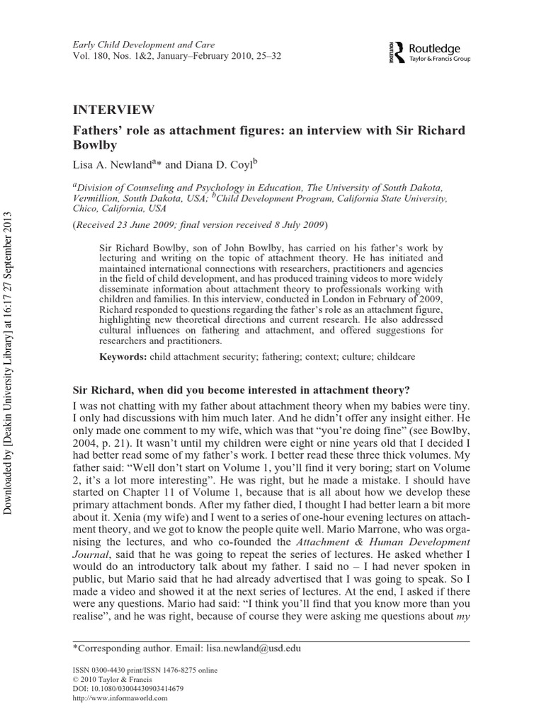 Fathers as Primary Attachment Figures | PDF | Attachment Theory | Infants