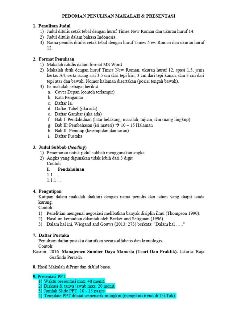 Panduan Penulisan & Presentasi Makalah | PDF | Sains & Matematika