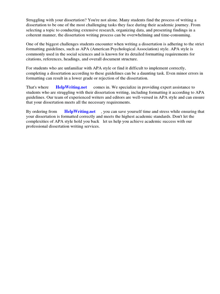 Dissertation Sample Apa | PDF | Thesis | Apa Style