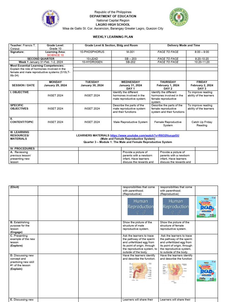 WEEK 1_3rd QUARTER | PDF | Learning | Reproductive System WEEK 1_3rd QUARTER | PDF | Learning | Reproductive System