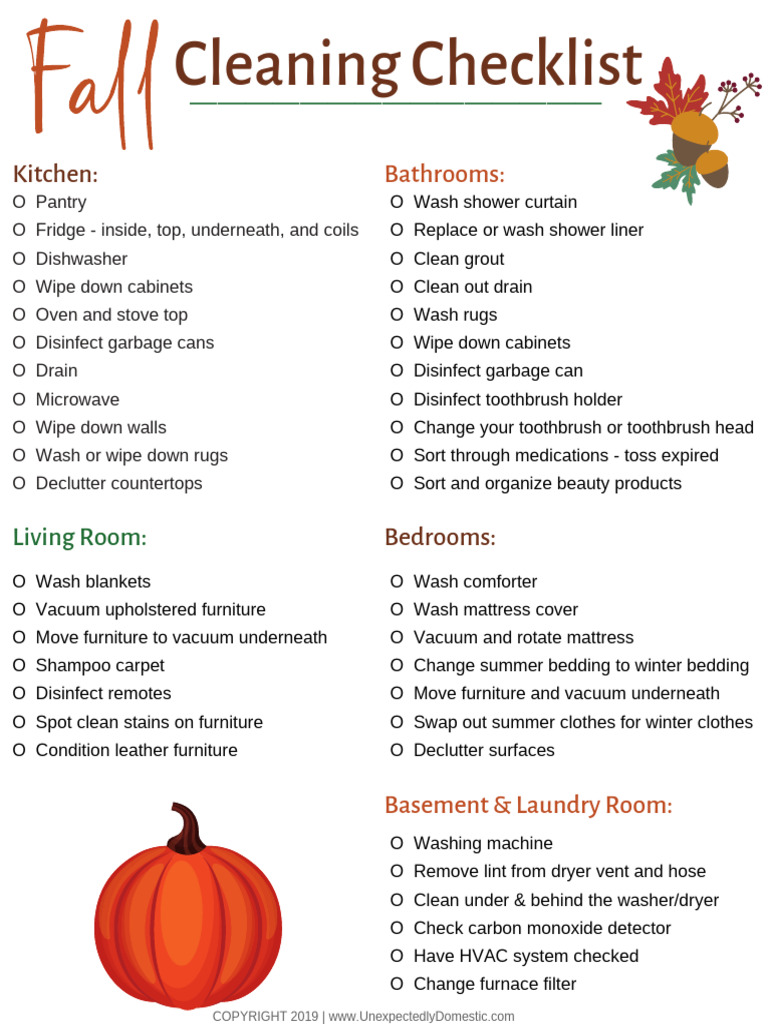 Fall+Cleaning+Checklist FINAL | PDF | Clothes Dryer | Domestic Implements