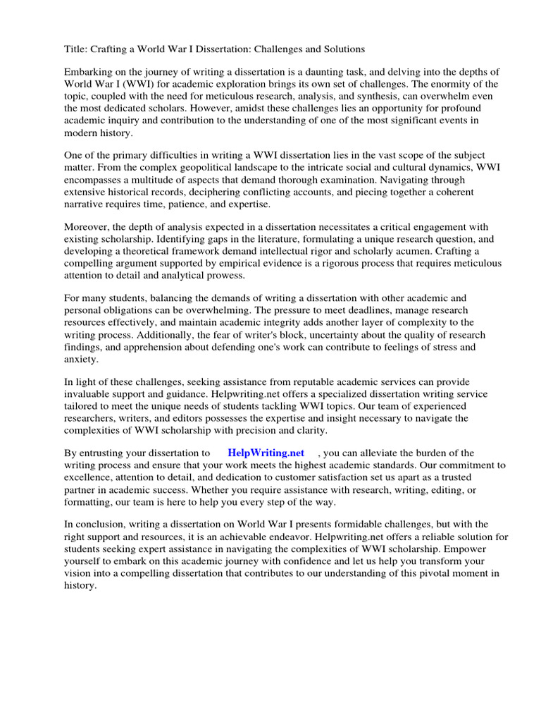 Ww1 Dissertation | PDF | World War I | German Empire