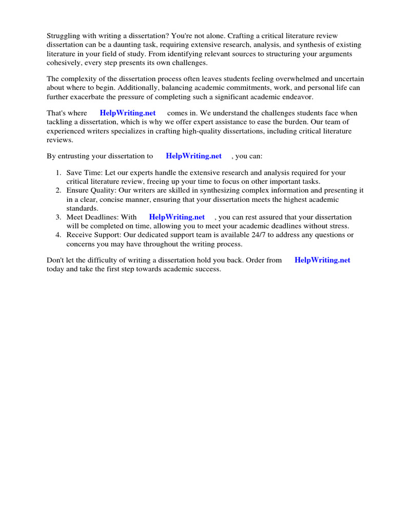 Critical Literature Review Dissertation Example | PDF | Literature ...