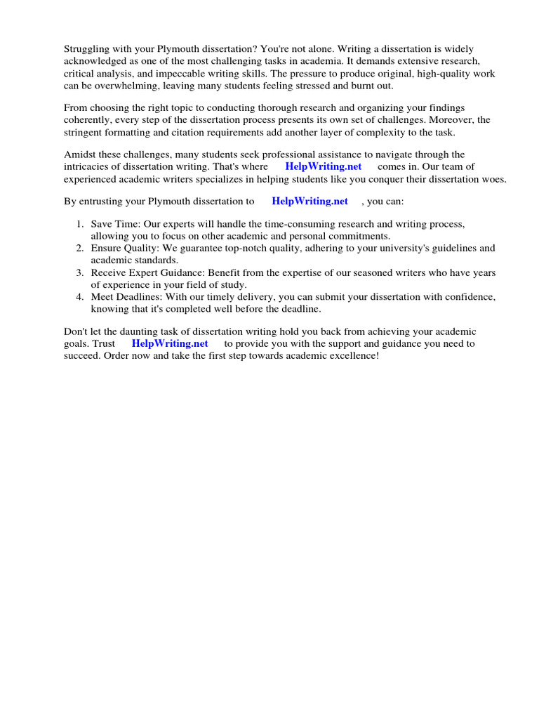 Plymouth Dissertation | PDF | Thesis
