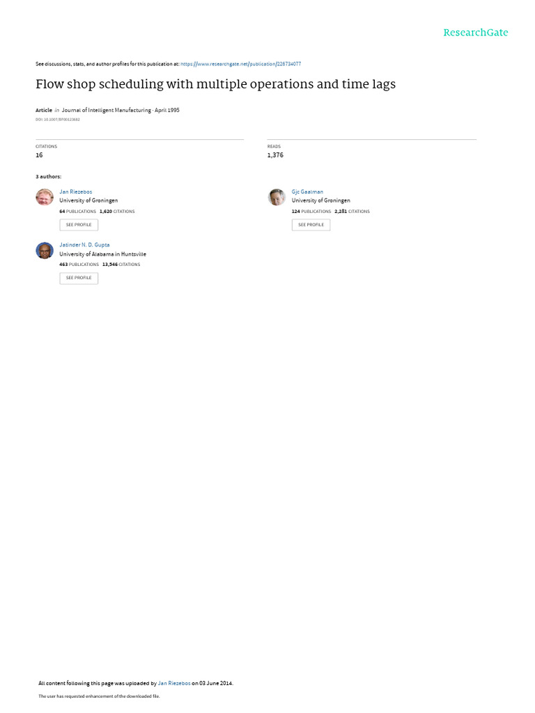 Flow Shop Scheduling With Multiple Operations and | PDF | Mathematical ...