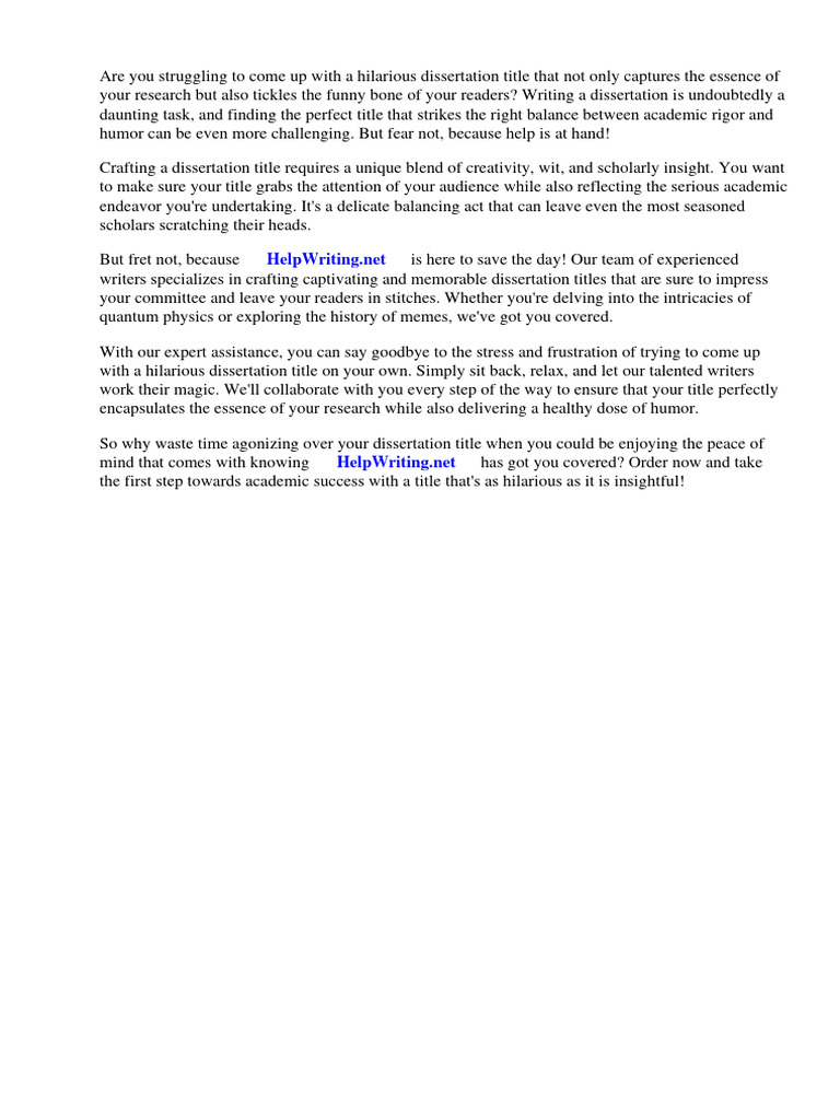 Hilarious Dissertation Titles | PDF | Thesis | Jokes
