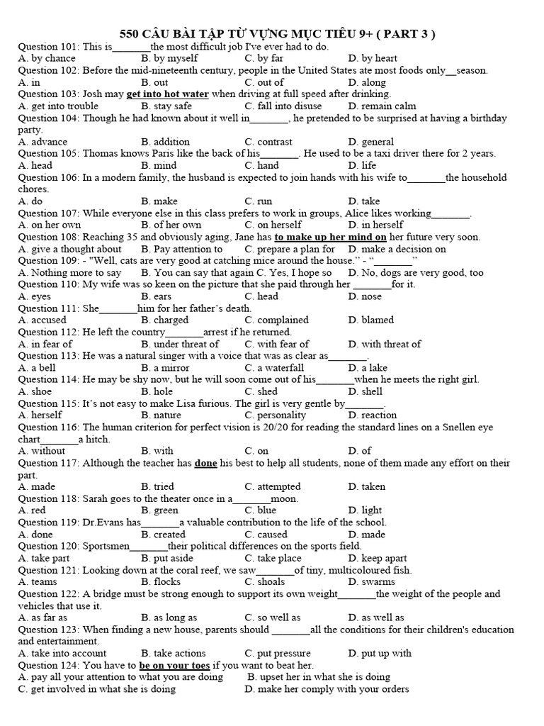 High School Vocabulary Practice | PDF