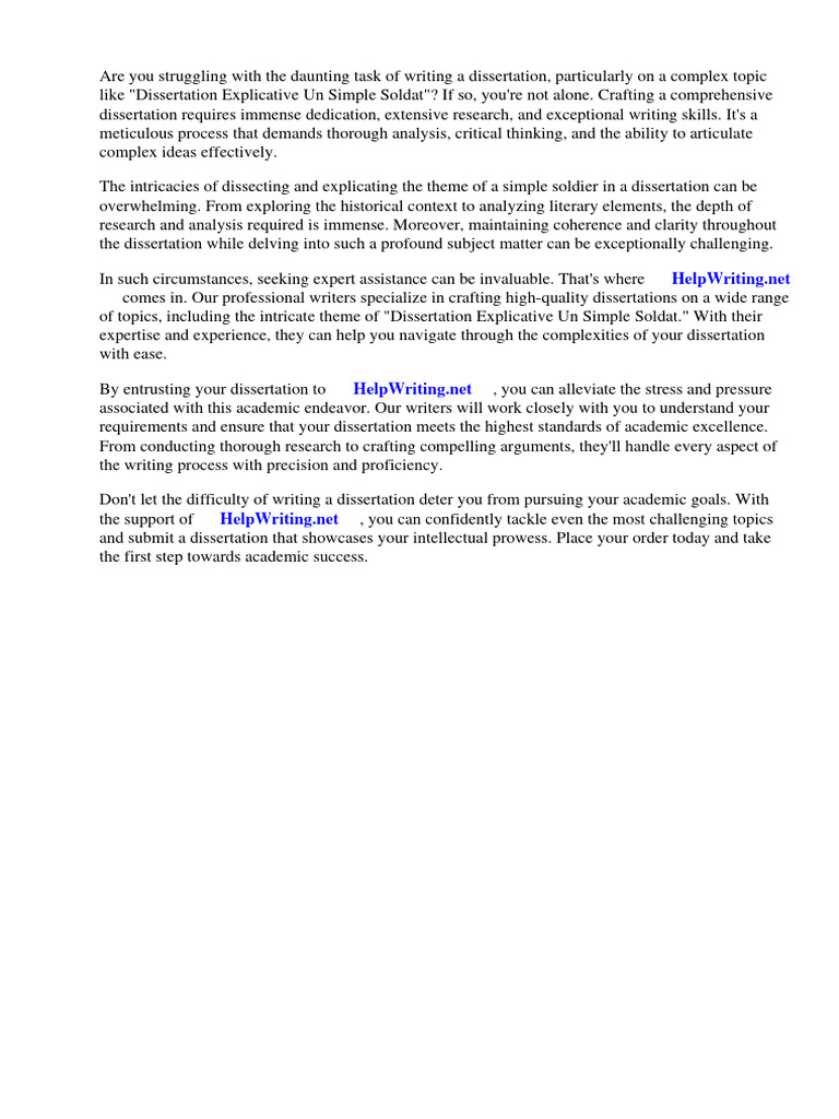 Dissertation Explicative Un Simple Soldat | PDF