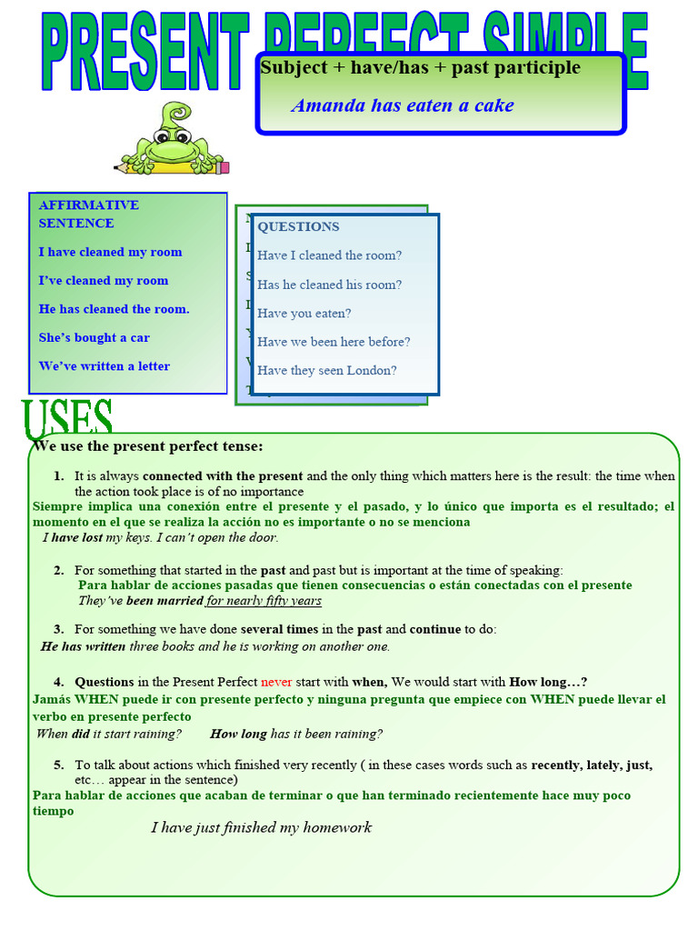 Present Perfect Explanation | PDF | Linguistic Morphology | Languages