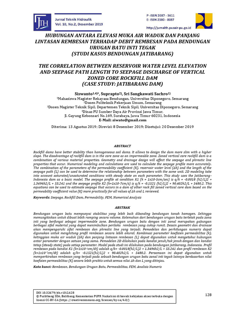 Hubungan Antara Elevasi Muka Air Waduk Dan Panjang | Download Free PDF ...