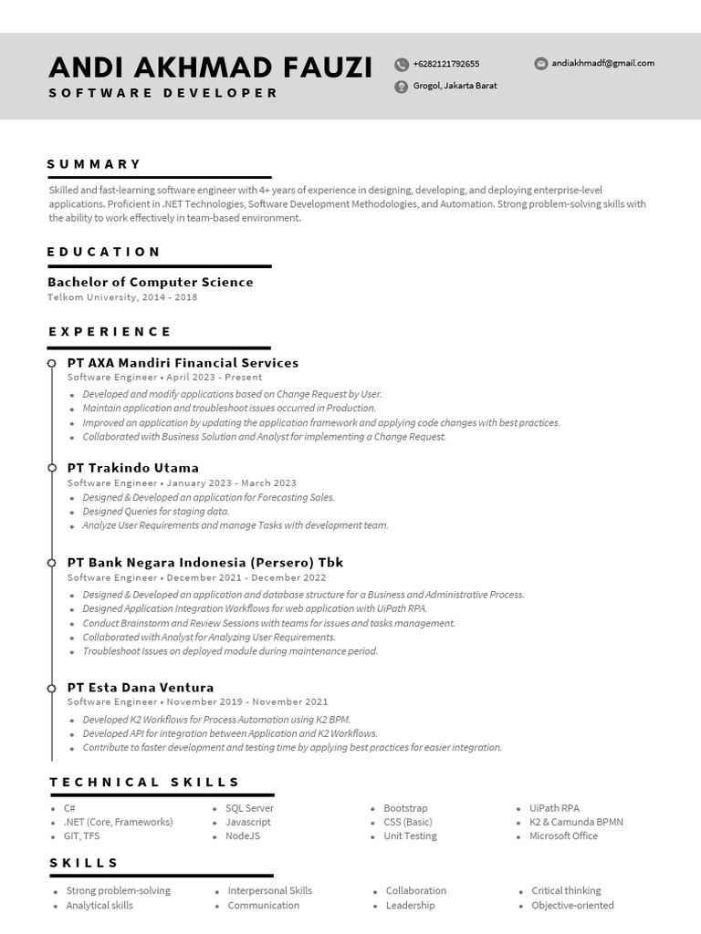 CV AndiAkhmadFauzi | PDF | Software | Application Software