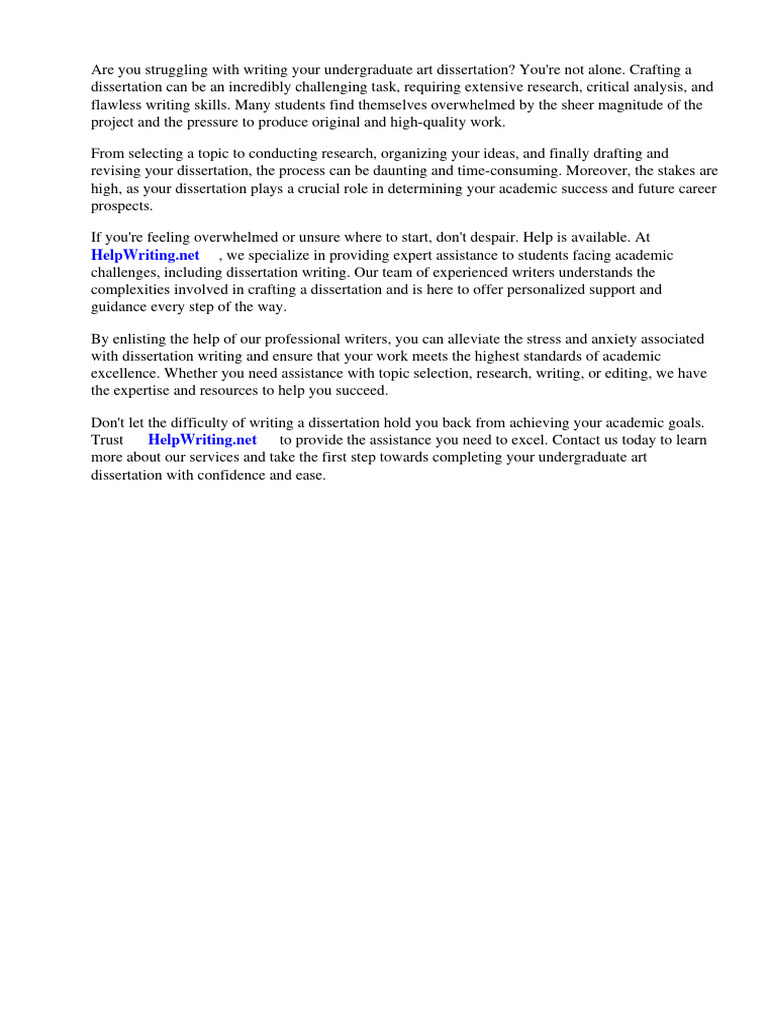 Undergraduate Art Dissertation Examples | PDF | Thesis | Essays Undergraduate Art Dissertation Examples | PDF | Thesis | Essays