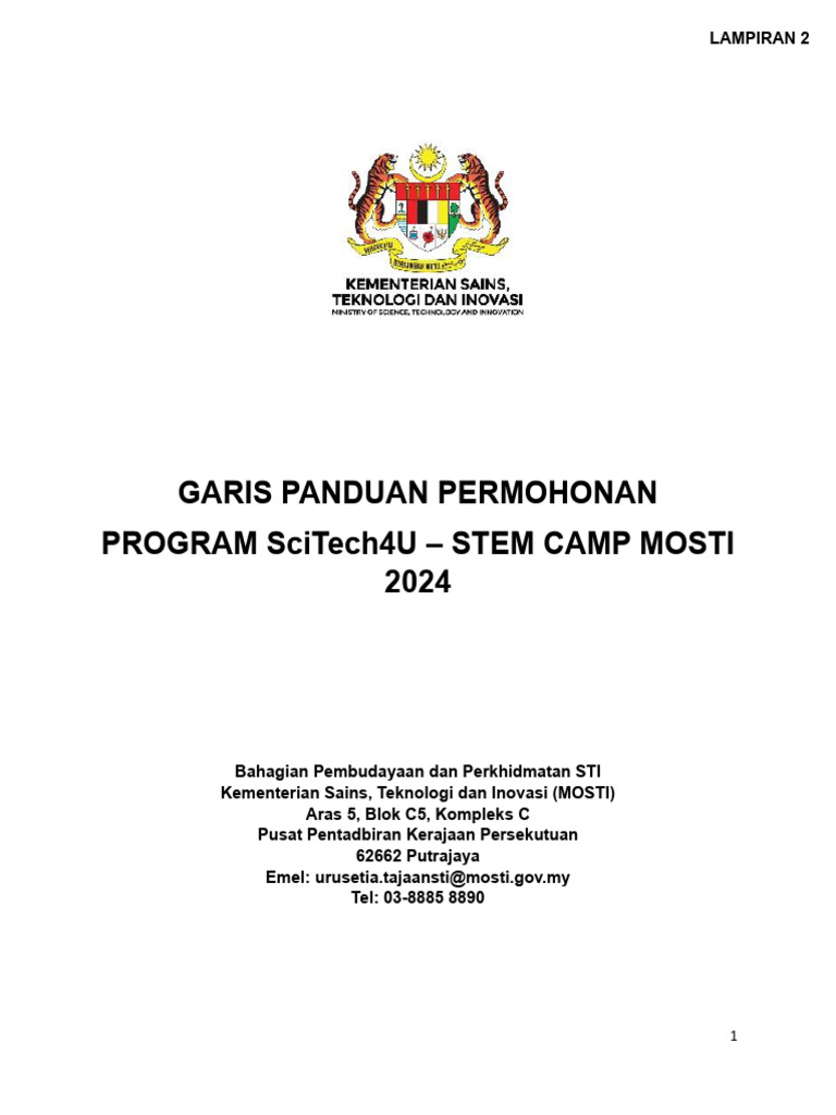 Garis Panduan Permohonan Tajaan Stem Camp Mosti 2024 | PDF