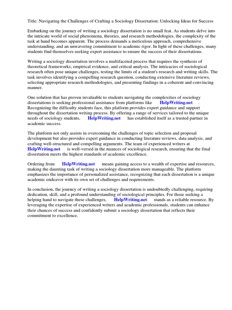 Sociology Dissertation Success Strategies | PDF | Sociology ...