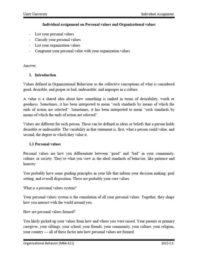 Individual Assignment Ob | PDF | Organizational Culture | Motivation