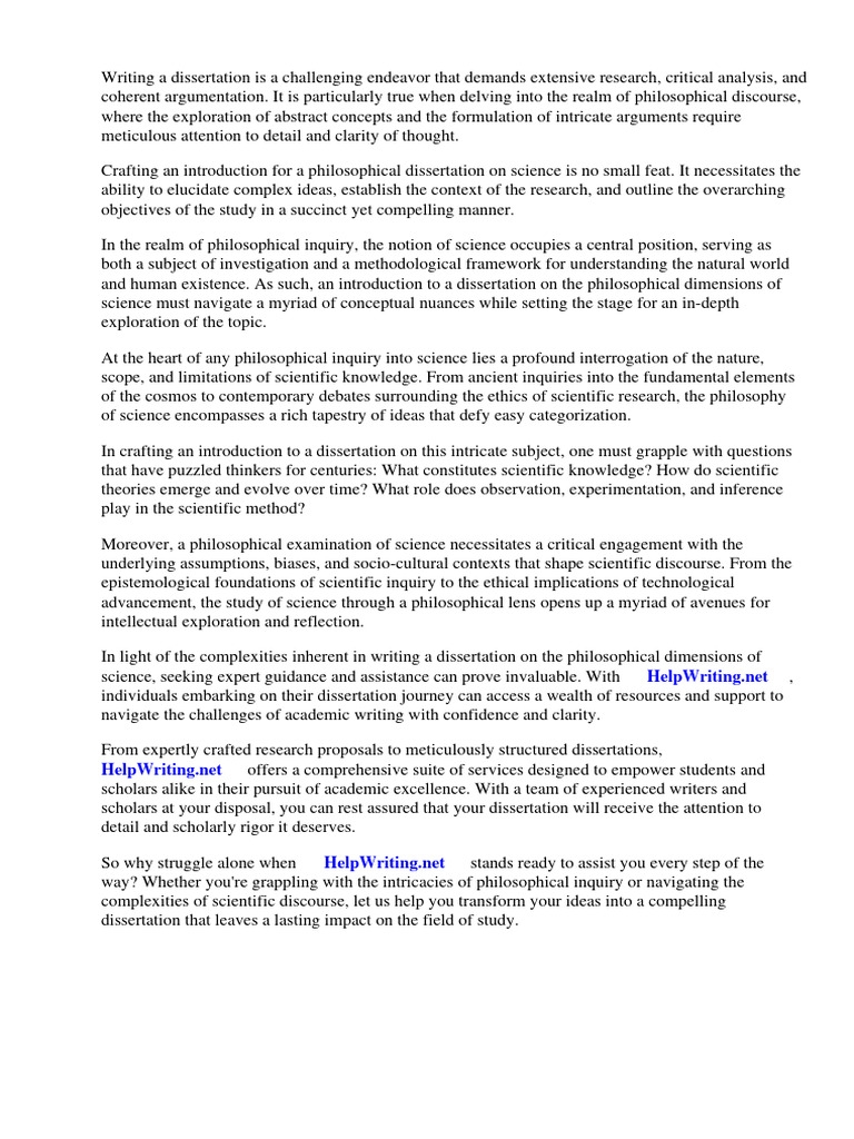 Exemple Dintroduction de Dissertation Philosophique Sur La Science ...