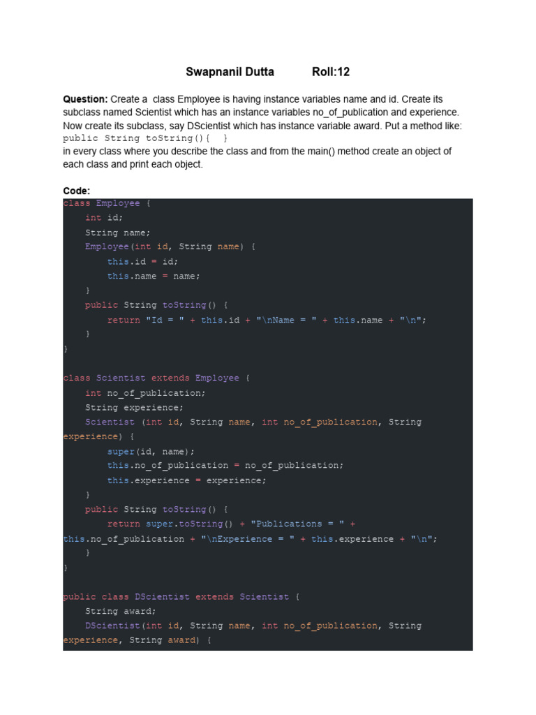 Swapnanil Dutta 12 OOP Lab | PDF | Method (Computer Programming ... Swapnanil Dutta 12 OOP Lab | PDF | Method (Computer Programming ...
