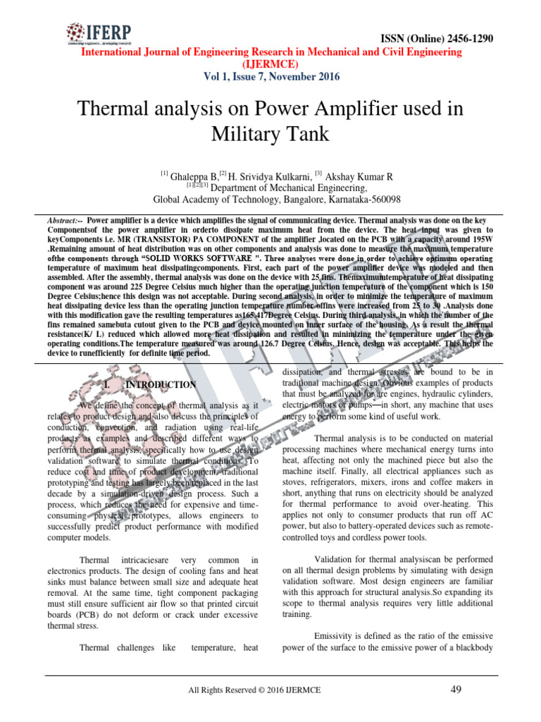Thermal_analysis_on_Power_Amplifier_used | PDF | Heat Transfer | Amplifier