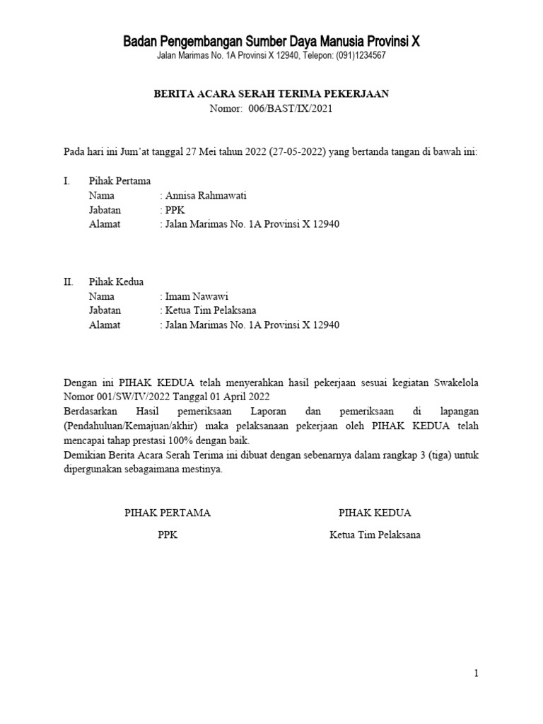 Lampiran 11 - Form Berita Acara Serah Terima | PDF