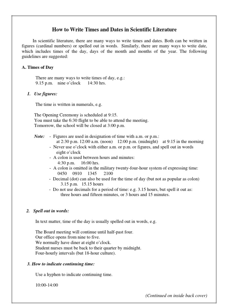 Time and Dates | PDF | Grammar | Notation