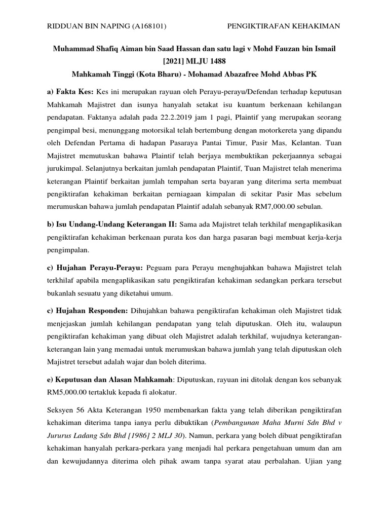 Tutorial Prof. Madya Dr. Rama - Ridduan (A168101) | PDF