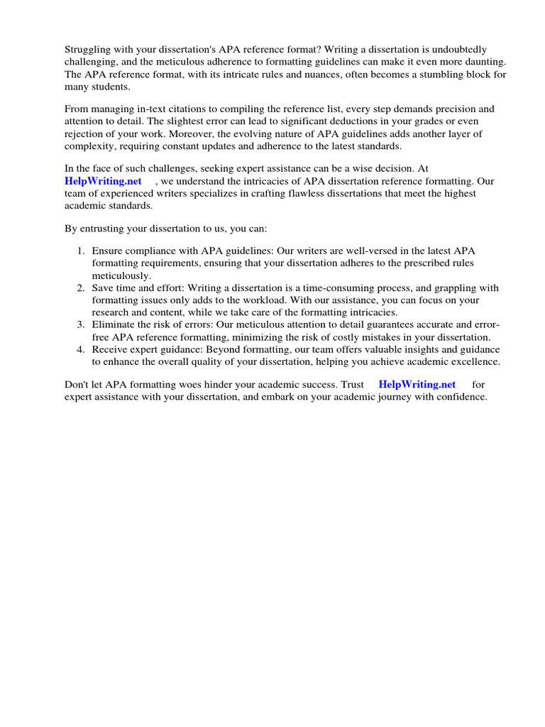 Apa Dissertation Reference Format | PDF | Apa Style | Thesis