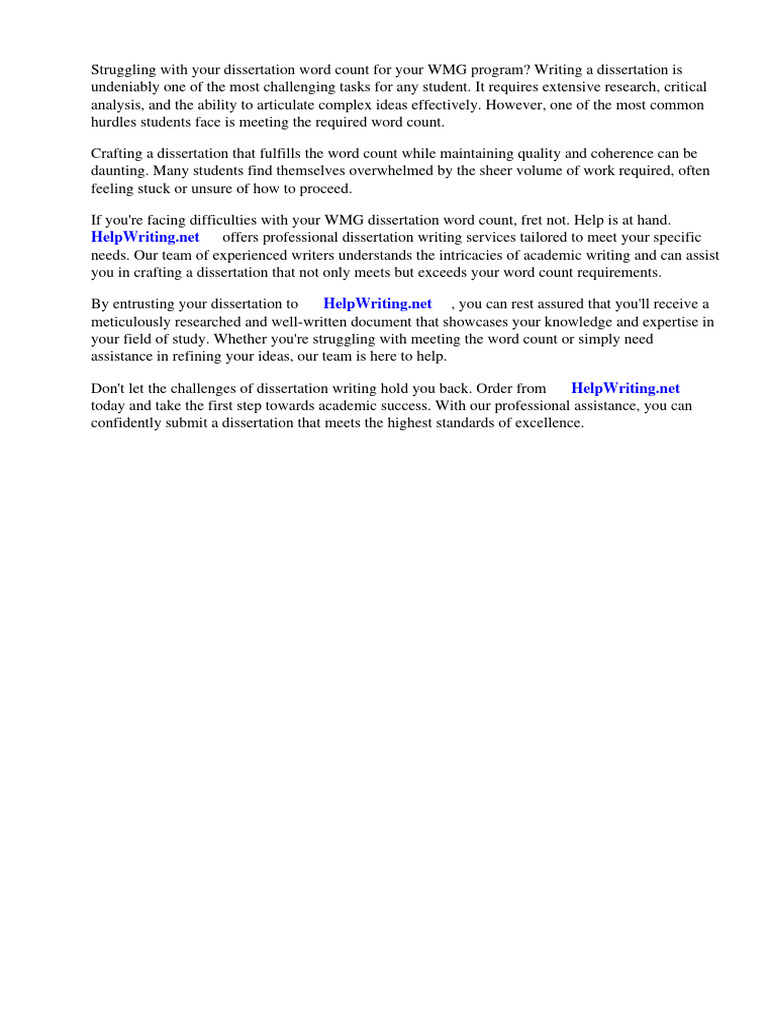 WMG Dissertation Word Count | PDF | Thesis | Science