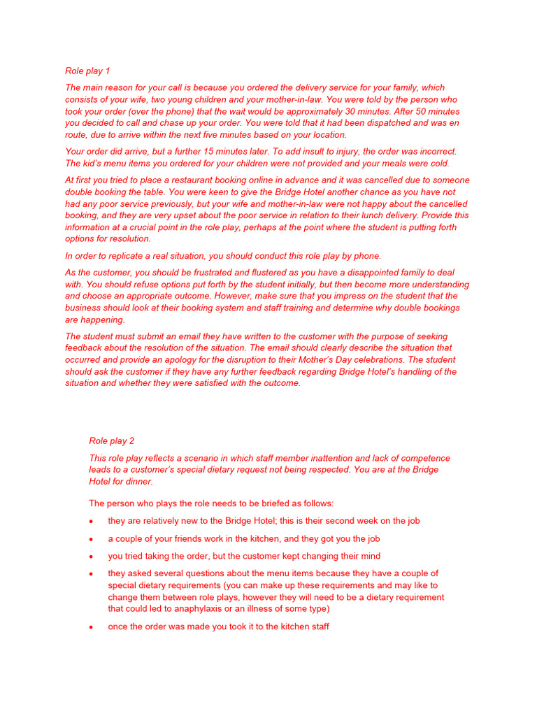 Role Play 1,2 and 3 Scenario | PDF | Risk