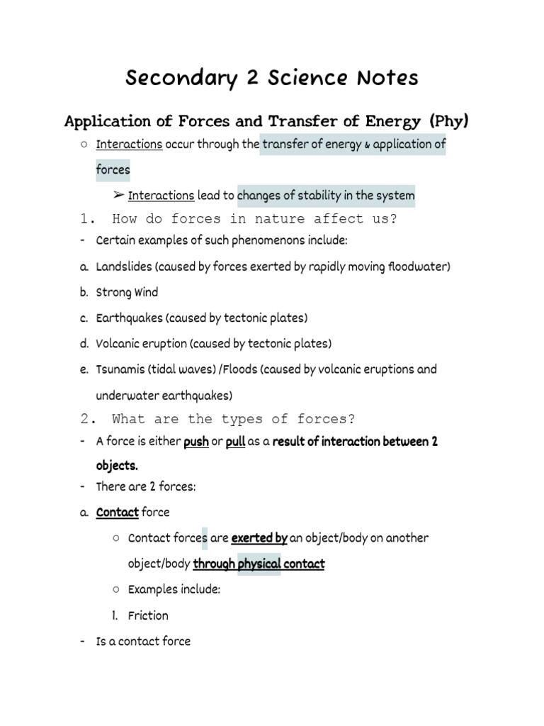 Sec 2 Science Notes | PDF