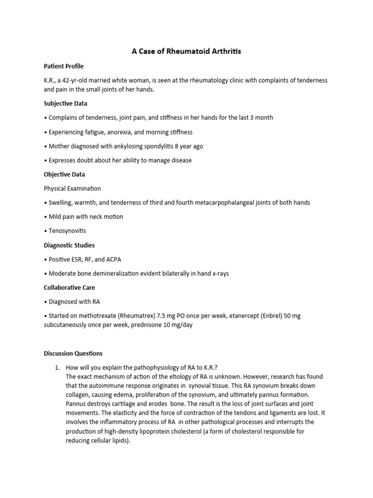 A Case of Rheumatoid Arthritis | PDF | Rheumatoid Arthritis ...