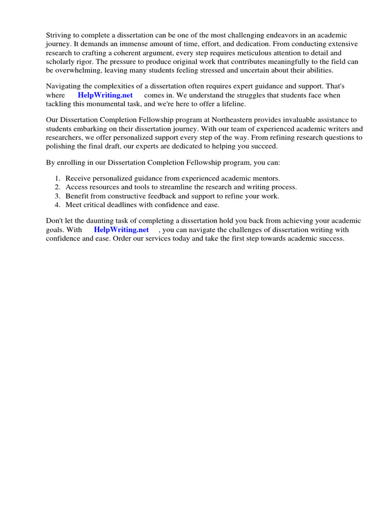 Dissertation Completion Fellowship Northeastern | PDF