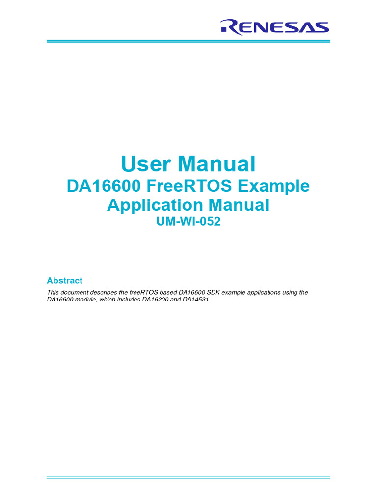 REN UM-WI-052 DA16600 FreeRTOS Example Application Manual 1v5 MAS ...