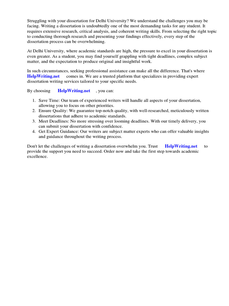 Delhi University Dissertation Topics | PDF | Thesis | Academic Publishing