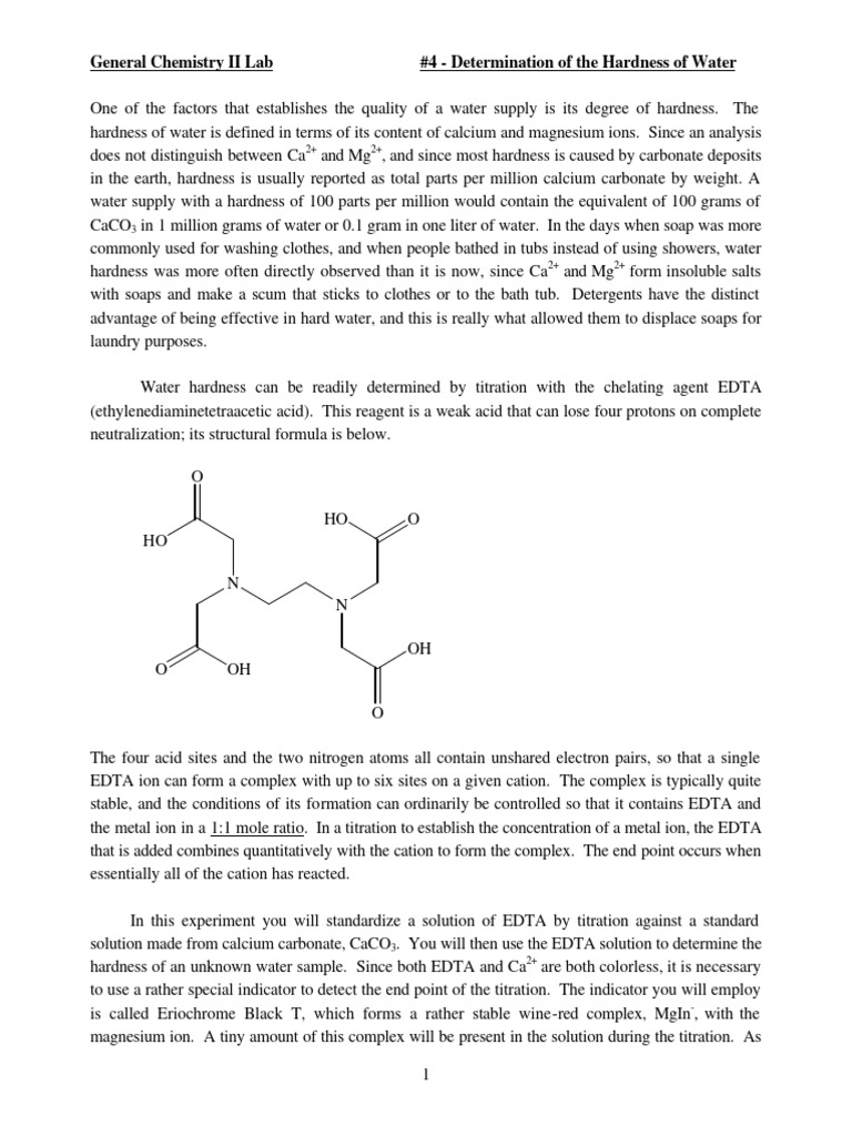 Water Hardness Determination Lab | PDF | Chemistry | Titration