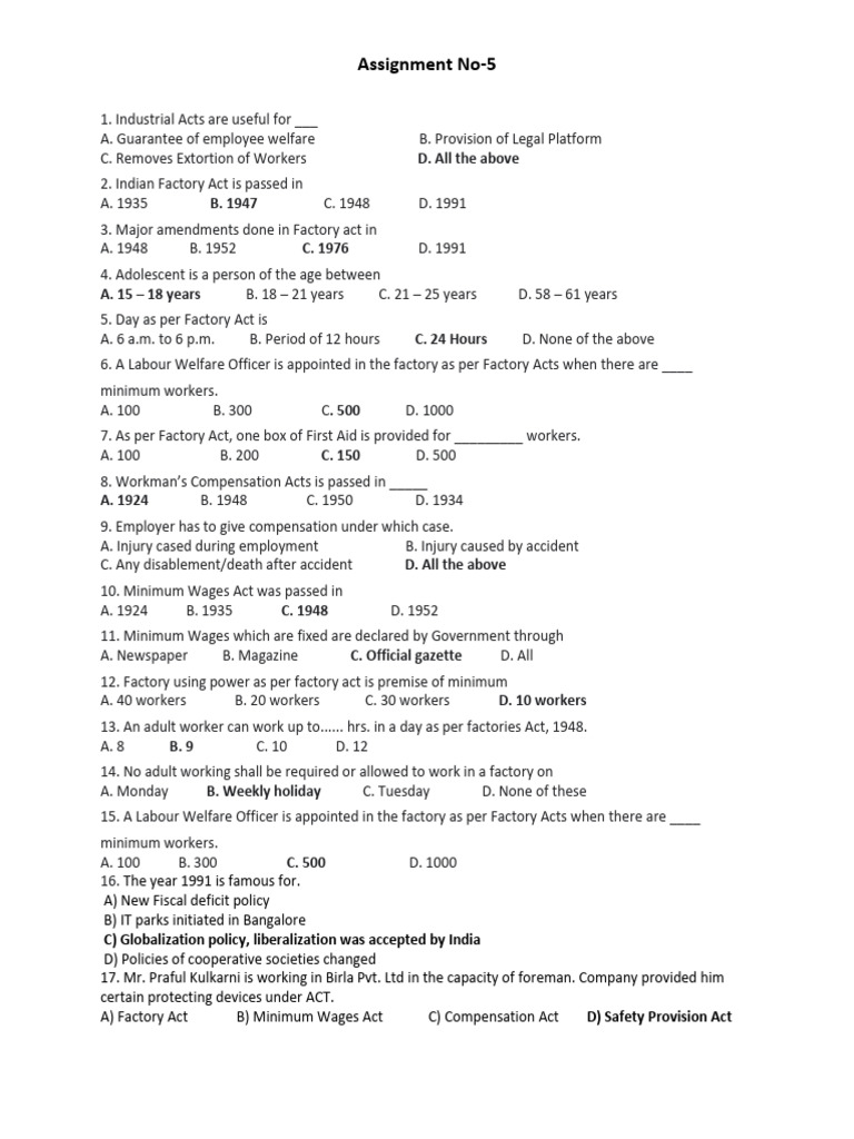 Assignment No-5 Ans MAN | PDF | Employment | Workers' Compensation
