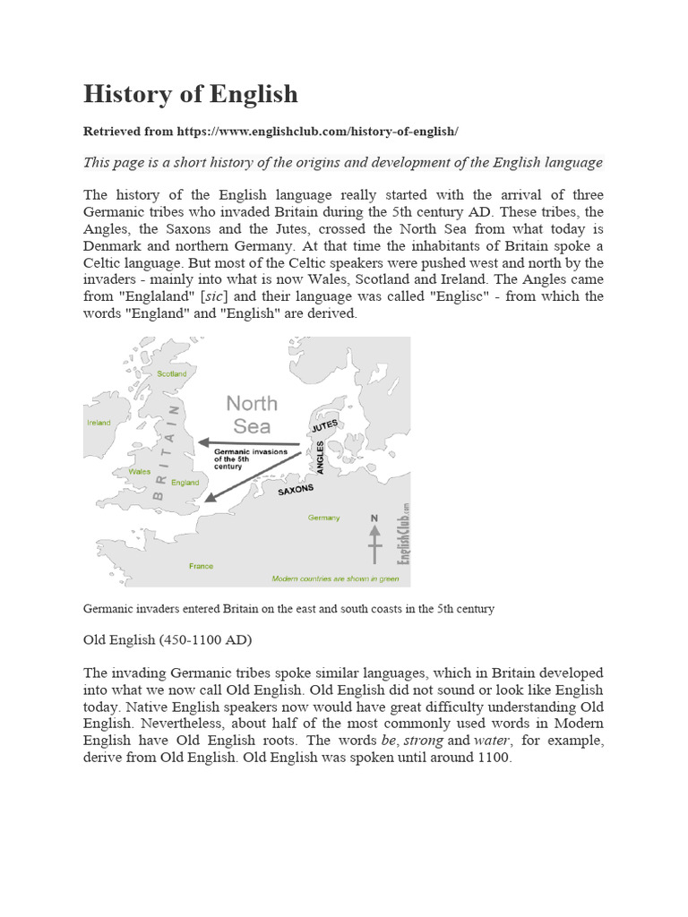 A Brief History of The English Language | PDF | English Language | Le ...