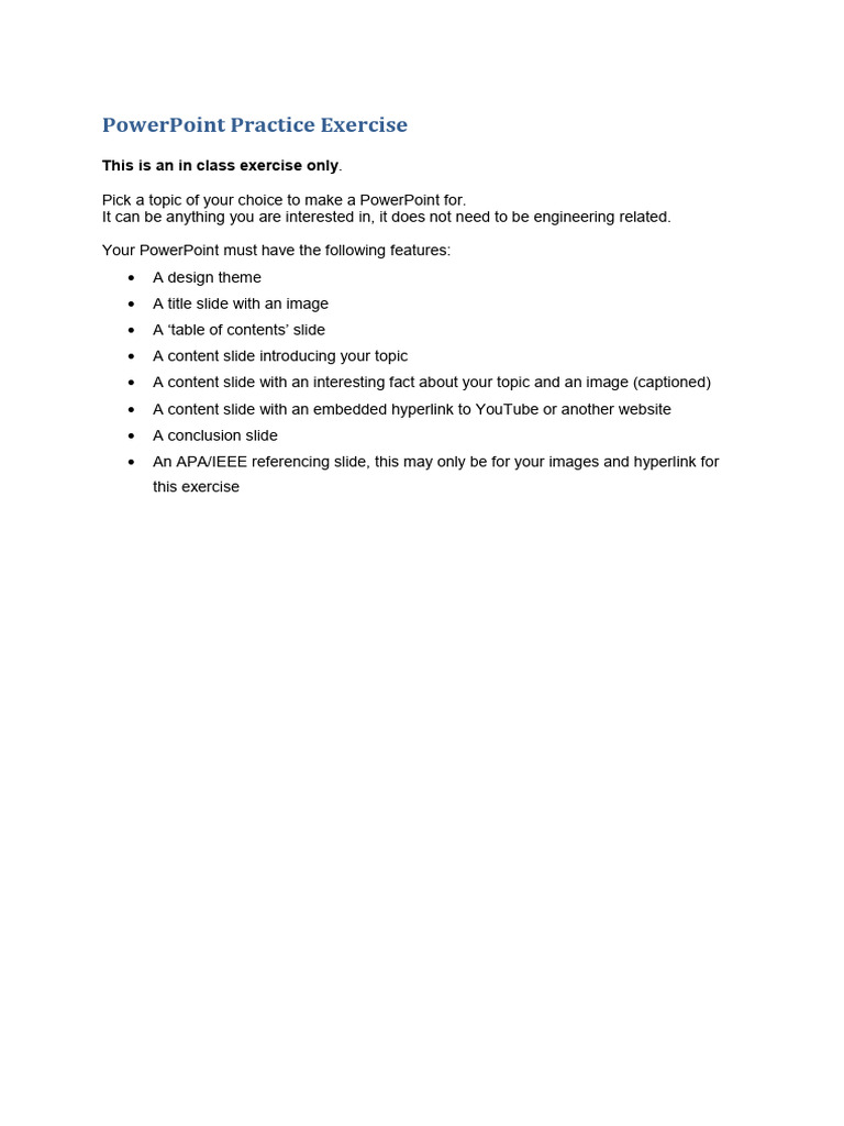 PowerPoint Practise Exercise | PDF