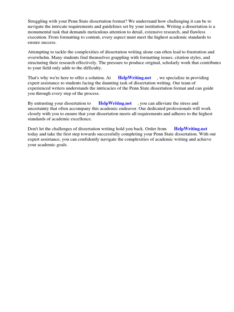 Penn State Dissertation Format | PDF