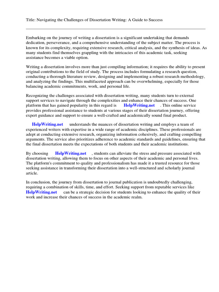 From Dissertation To Journal | PDF | Thesis | Editing