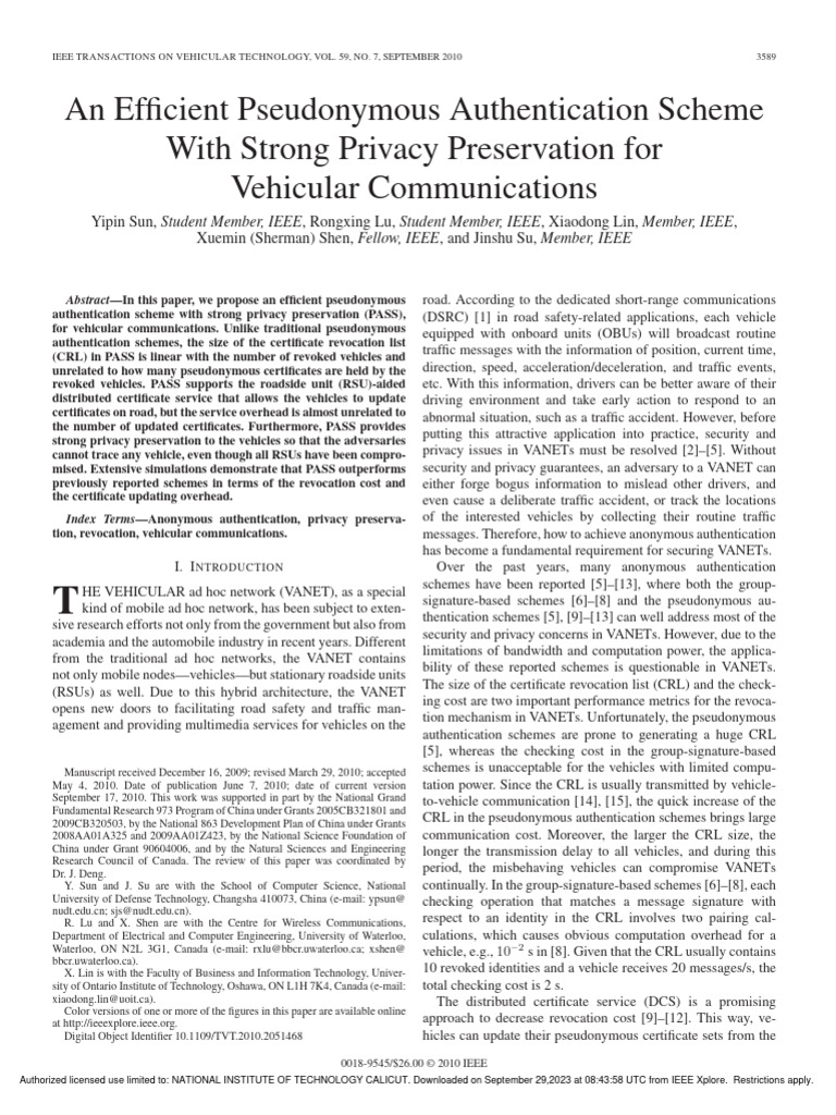 An Efficient Pseudonymous Authentication Scheme With Strong Privacy ...