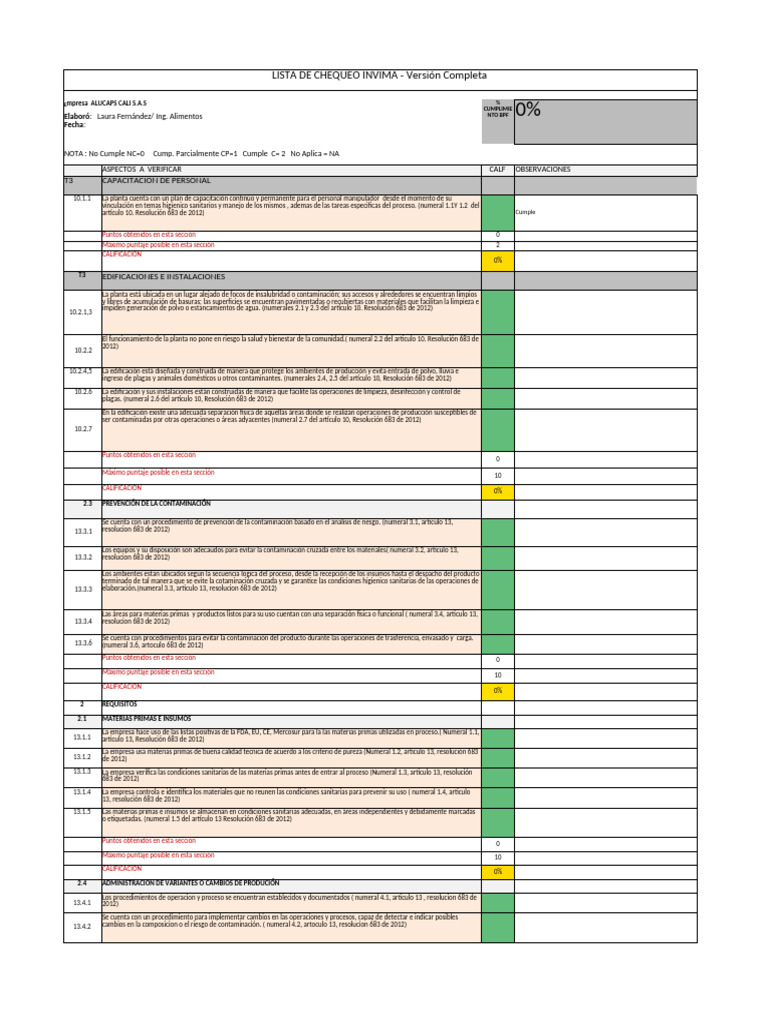 Lista de Chequeo BPF | Descargar gratis PDF | Business