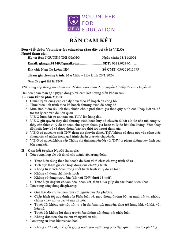 Volunteer Commitment 2024 | PDF