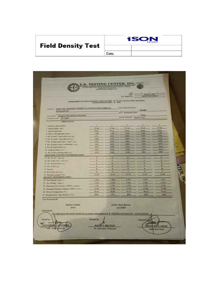 Field Density Test | PDF