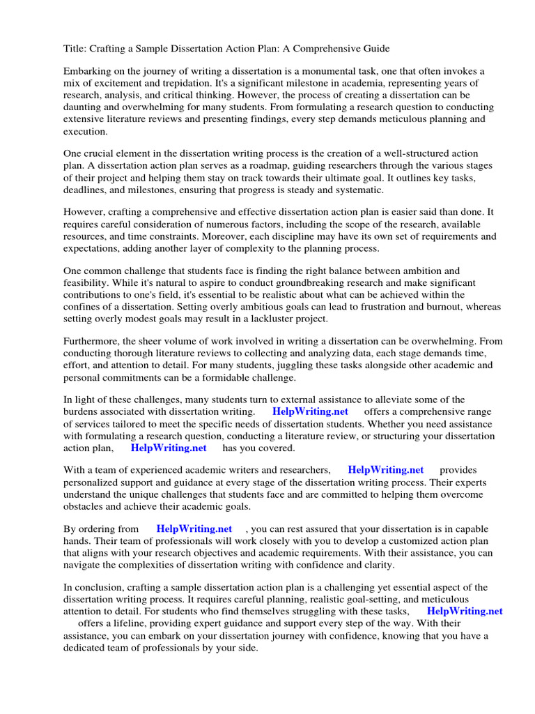 Sample Dissertation Action Plan | Download Free PDF | Goal ...