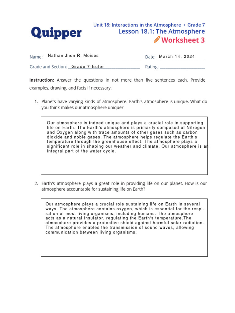 Science 7 18.1 Worksheet 3 1 | PDF Science 7 18.1 Worksheet 3 1 | PDF
