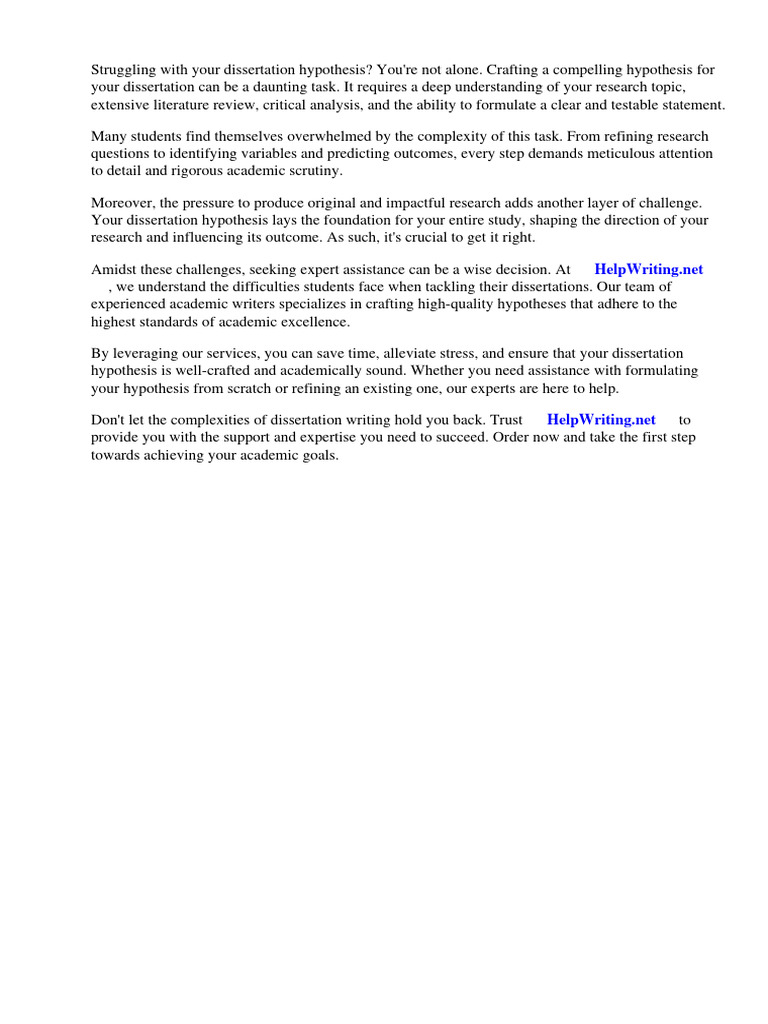 Dissertation Hypothesis Example | Download Free PDF | Hypothesis | Thesis