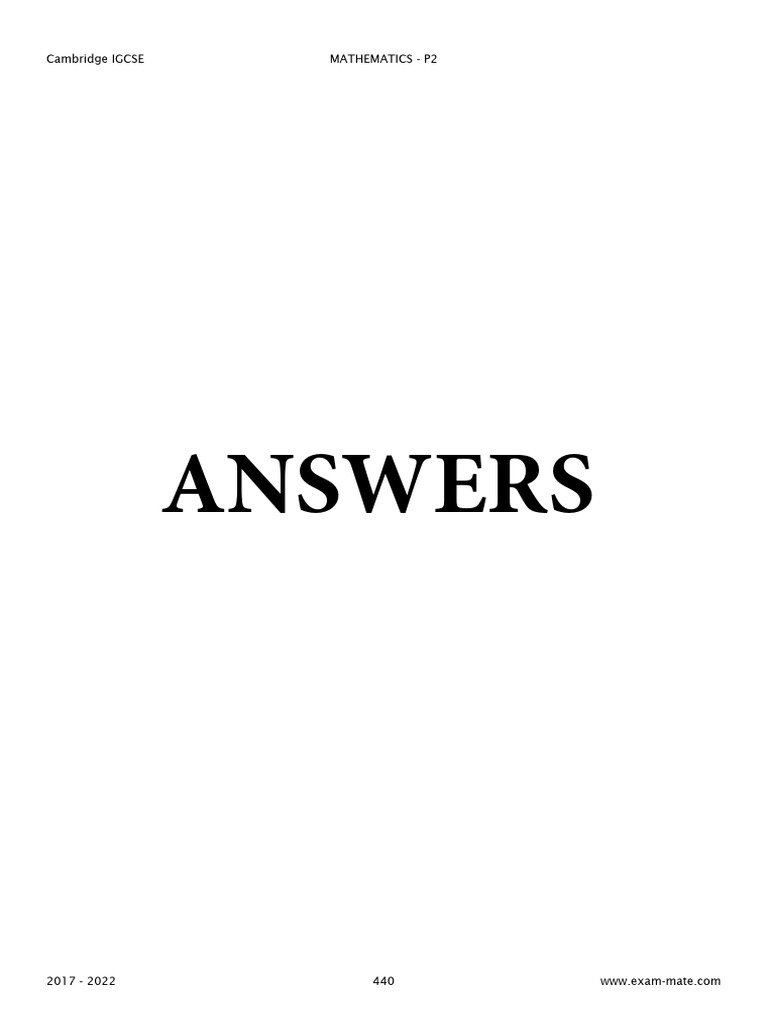 IGCSE Math P2 Answers 2017-2022 | PDF | Equations | Algebra