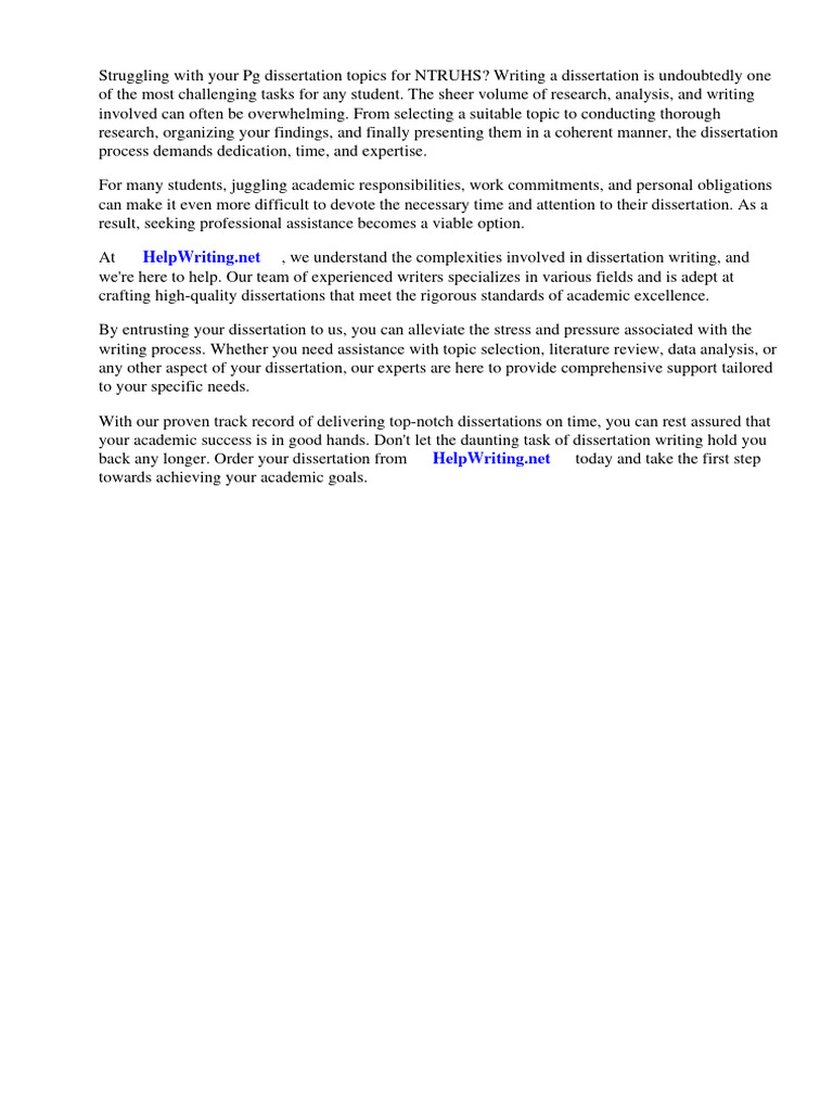 PG Dissertation Topics Ntruhs | Download Free PDF | Thesis | Social Media